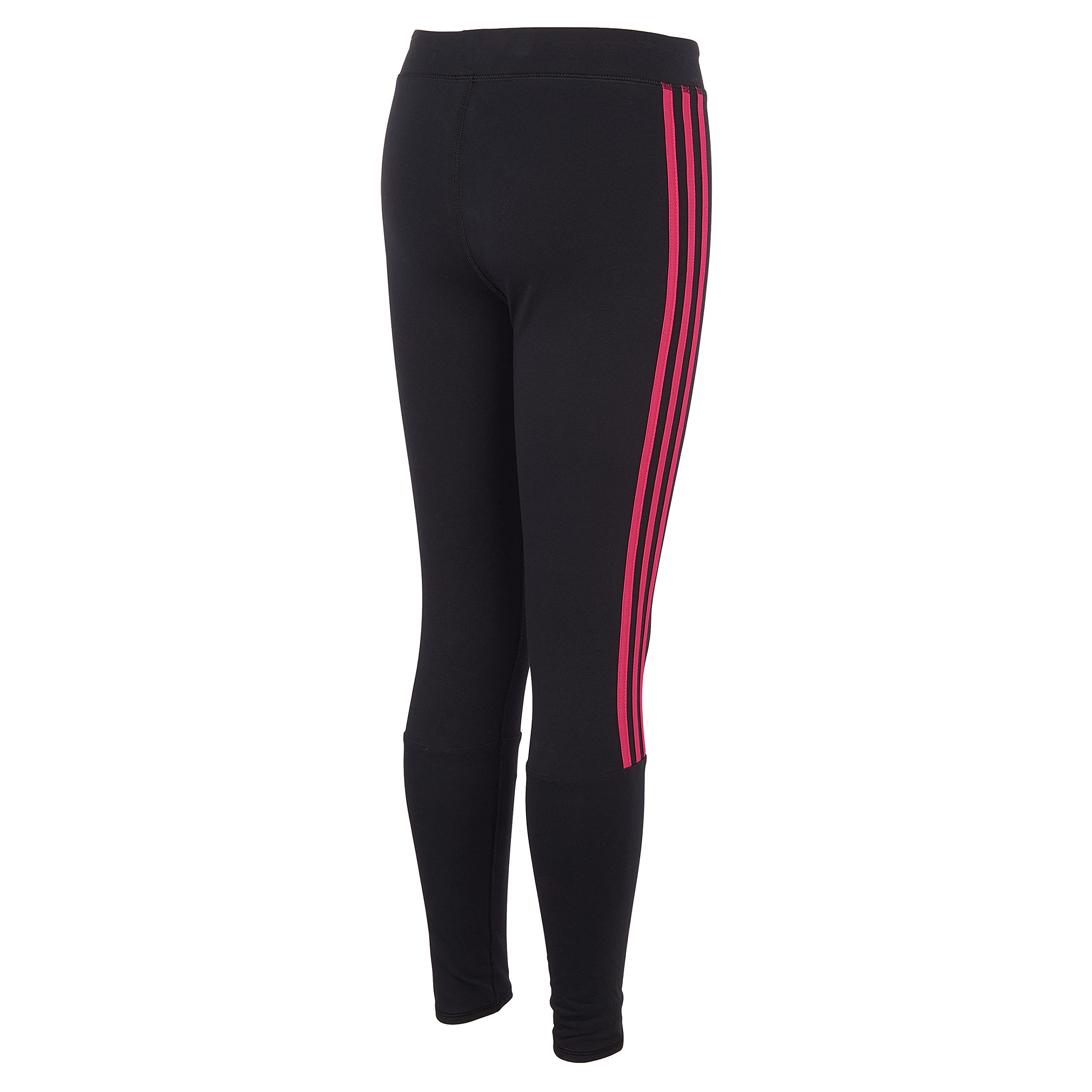 adidas girls 3-stripes Logo Tights Leggings, Black With Pink, Large US
