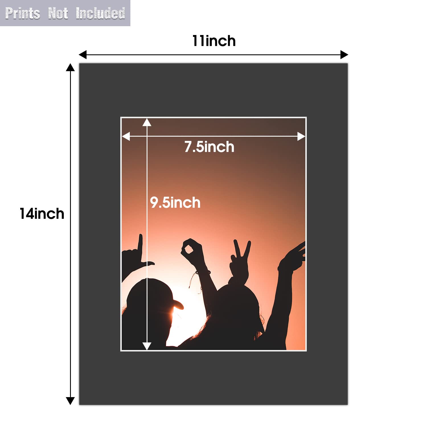 Golden State Art, Acid Free, Pack of 10 11x14 Black Picture Mats Mattes with White Core Bevel Cut for 8x10 Photo