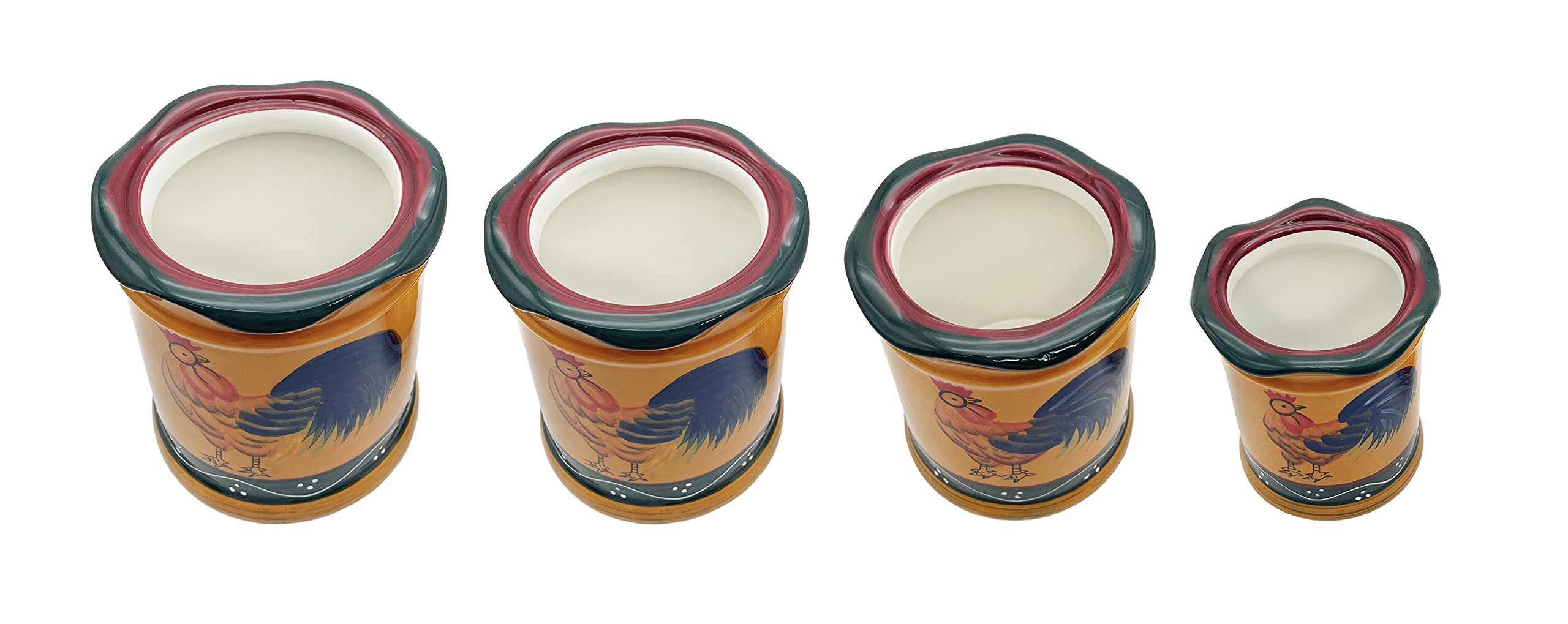 ACK Tuscany Sunshine Country Rooster, Hand Painted Canisters, Set of 4, 85701