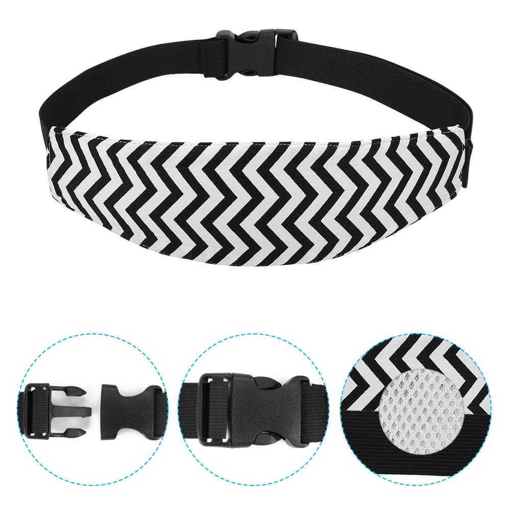 Accmor Baby Carseat Head Support Band Strap 4 Pack for Carseats Stroller Neck Relief Head Strap for Toddler Child Kids Infant(Black Wave + Pink Unicorn +Pink/Grey Cloud Pattern)