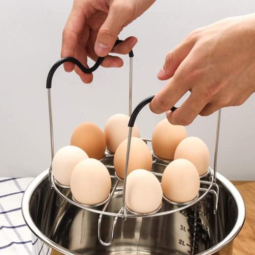 AIDULYY 6 Pcs Stainless Steel Egg Rings + 9 holes Multipurpose Stainless Steel Steamed Egg Rack Combo Set, Egg Mold For Breakfast, Mini Pancakes, and Fried Eggs (4 Inch, 6 Inch, 8 Inch)