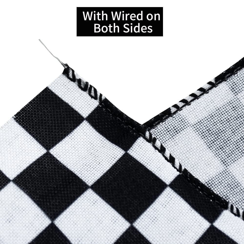 TONIFUL 2.5 Inch Black and White Wired Edge Ribbon, Plaid Check Burlap Ribbon, Blakc White Wired Ribbon for Gift Wrapping, Wreath Bows Making, Crafts Home Party Christmas Tree Decoration(Check,6yds)