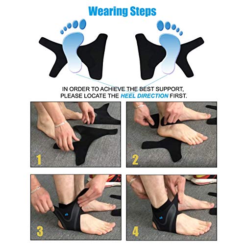 Ankle Brace Support Sleeves, 1 Pair Adjustable Elastic Sports Ankle Brace Sleeves, Ankle Fixation Bandage for Relieve Pain Exercise Arthritis Metatarsal Fasciitis Arch Support Basketball (L)