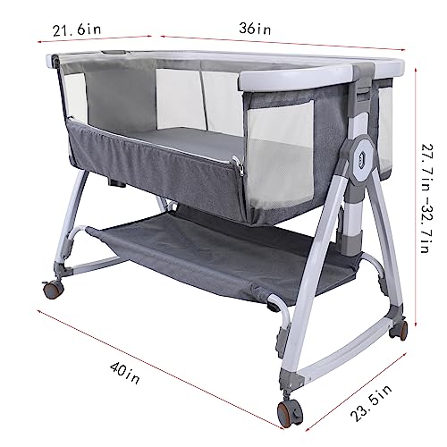 layjense Baby Bassinet Bedside Sleeper for Baby,Easy to Assemble Bassinets for Baby/Infants,Crib Easy Folding Portable Crib All mesh 2023 New