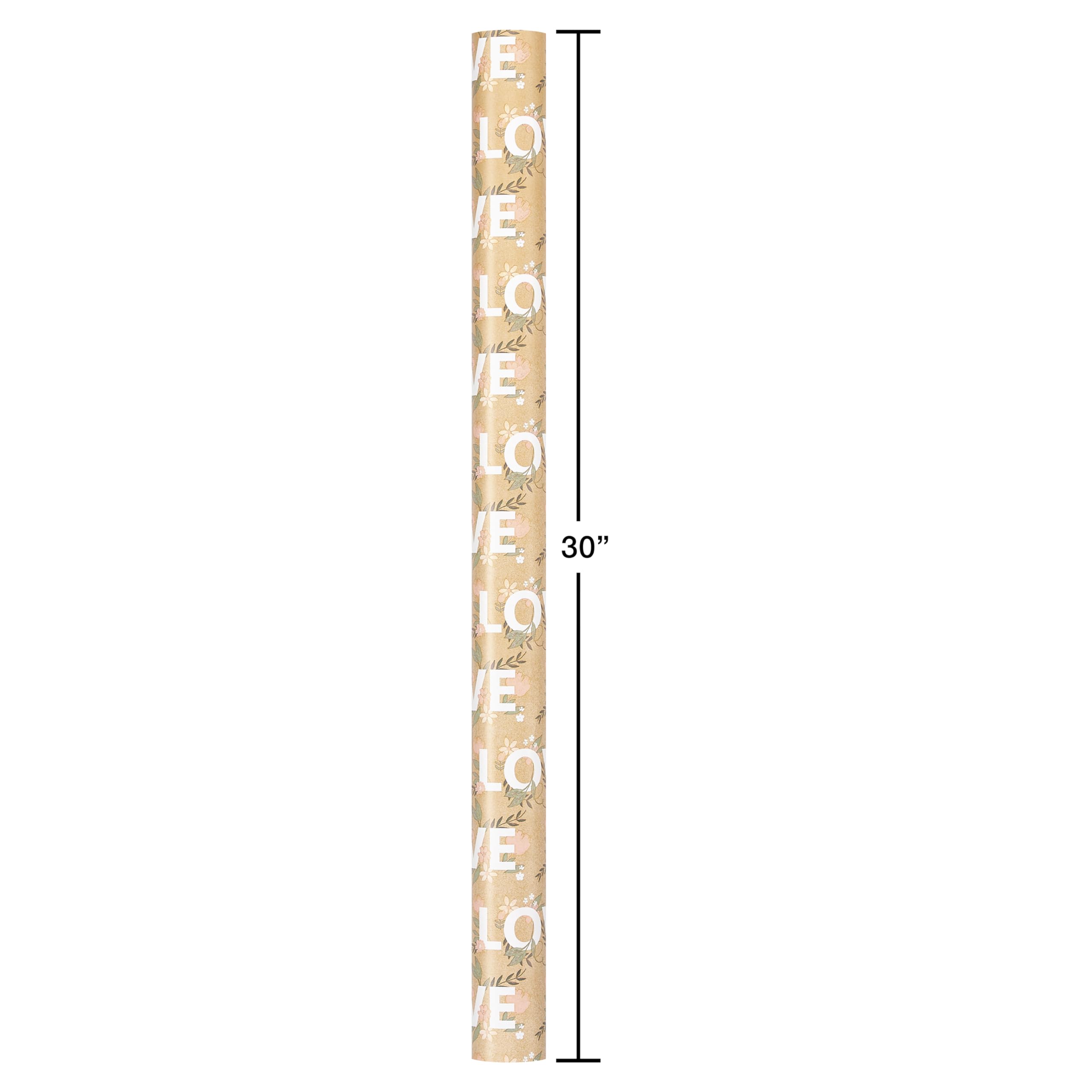 American Greetings 175 sq. ft. Reversible Flower Wrapping Paper Bundle for Weddings, Bridal Showers, Engagement, Anniversaries and All Occasions, Love Text and Floral (1 Roll, 30 in x 70 ft.)