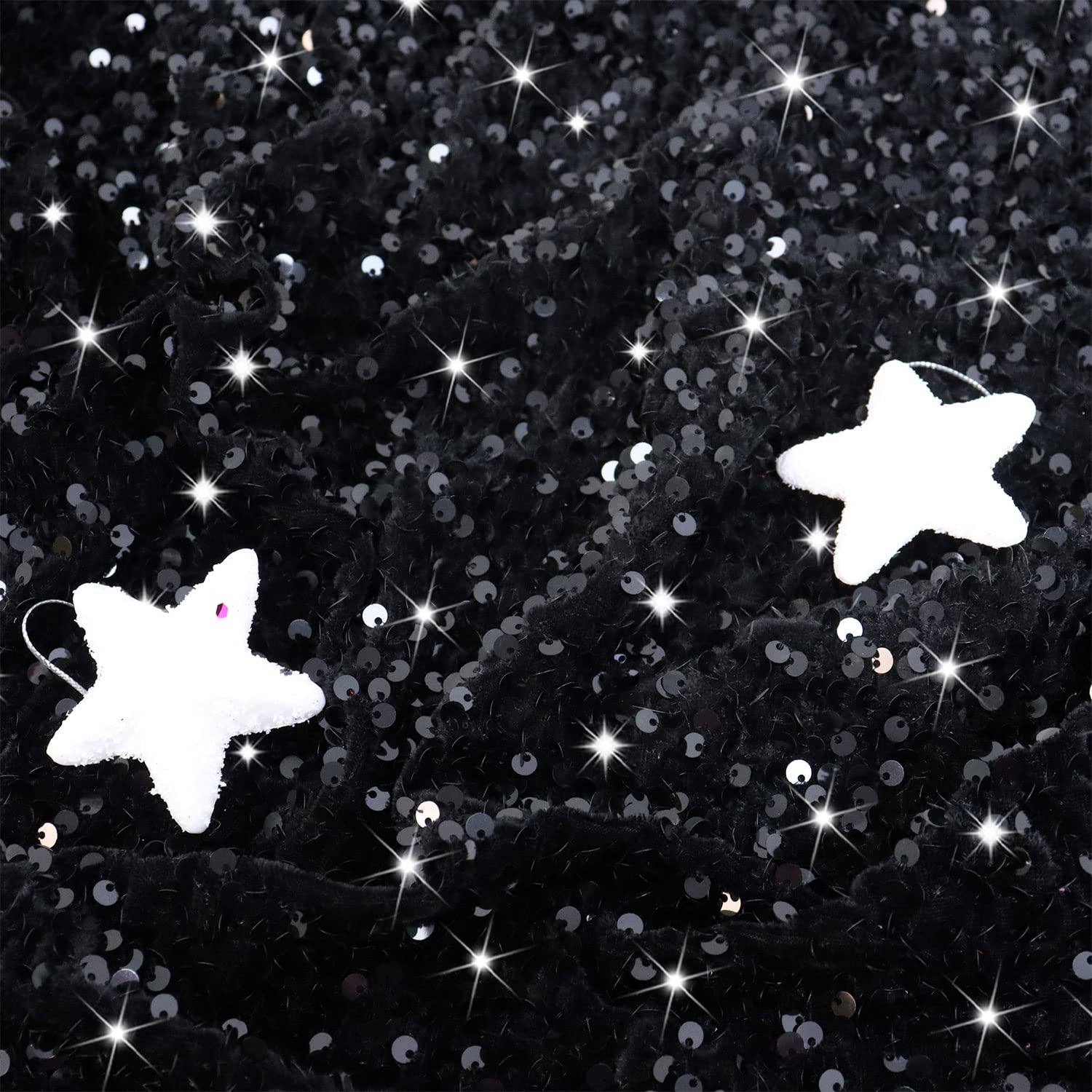FOTSHARER Black Sequin Fabric by The Yard 1 Yard Velvet Fabric for Sewing Flip Sequins Material Sparkle Sequence Fabric Stretch Glitter Material for Wedding Dress Banquet Thick Quilting Mesh Fabric