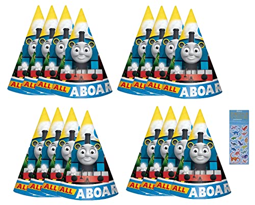 Amscan Thomas The Train Tank & Friends Birthday Party Supplies Decoration Bundle includes Party Cone Hats - 16 Count