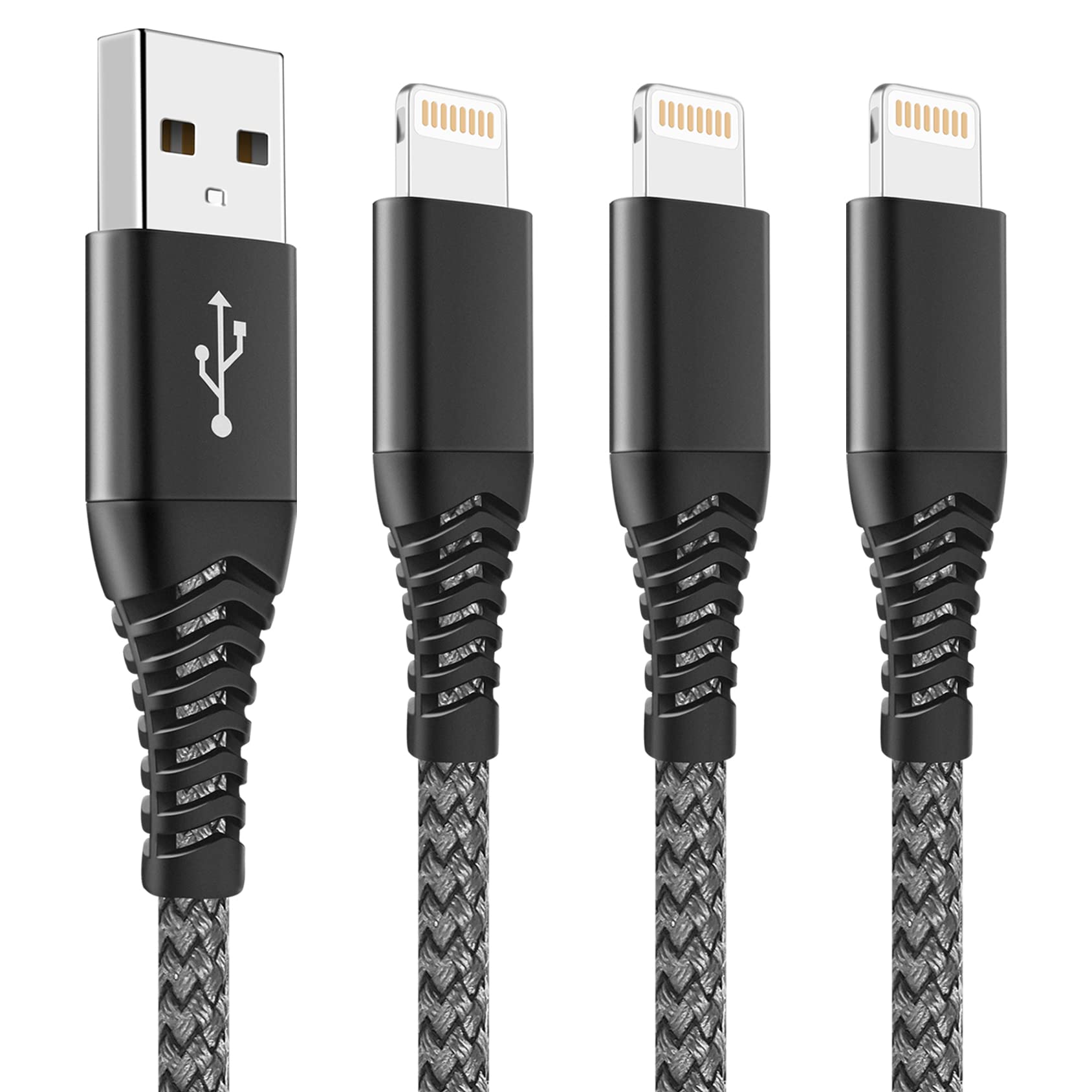 Apple MFi Certified USB-A to Lightning Cable,3 Pack 6 FT iPhone Charger Fast Charging Cable Nylon Braided iPhone Cord Long Compatible with iPhone 13 12 11 Pro Max XR XS X 8 7 6 Plus SE and More