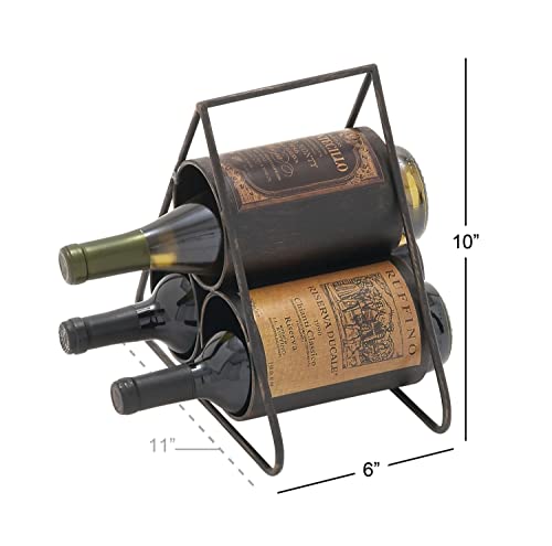 Deco 79 Metal Pyramid Wine Rack, 11" x 6" x 10", Black
