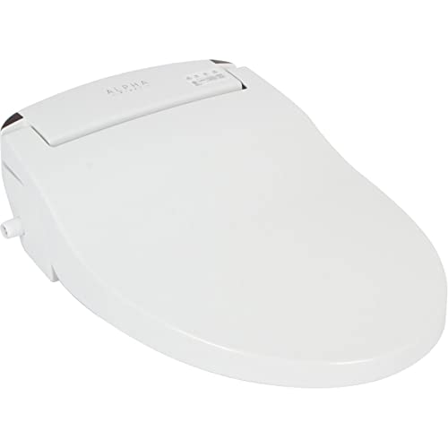 ALPHA BIDET JX Elongated Bidet Toilet Seat, White, Endless Warm Water, Rear and Front Wash, LED Light, Quiet Operation, Wireless Remote, Low Profile Sittable Lid, 3 Year Warranty (Elongated)