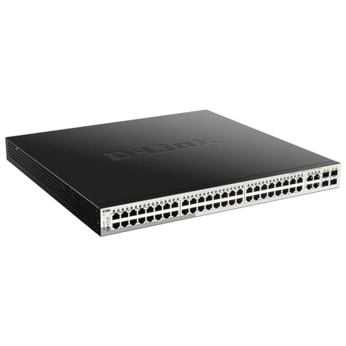 D-Link 52-Port Gigabit Smart Managed PoE+ Switch | 48 PoE+ Ports (370W) + 4 Combo SFP Ports| L2+ |VLANs |Web Managed |Surveillance Mode | Rackmount | NDAA Compliant | Lifetime Warranty (DGS-1210-52MP)