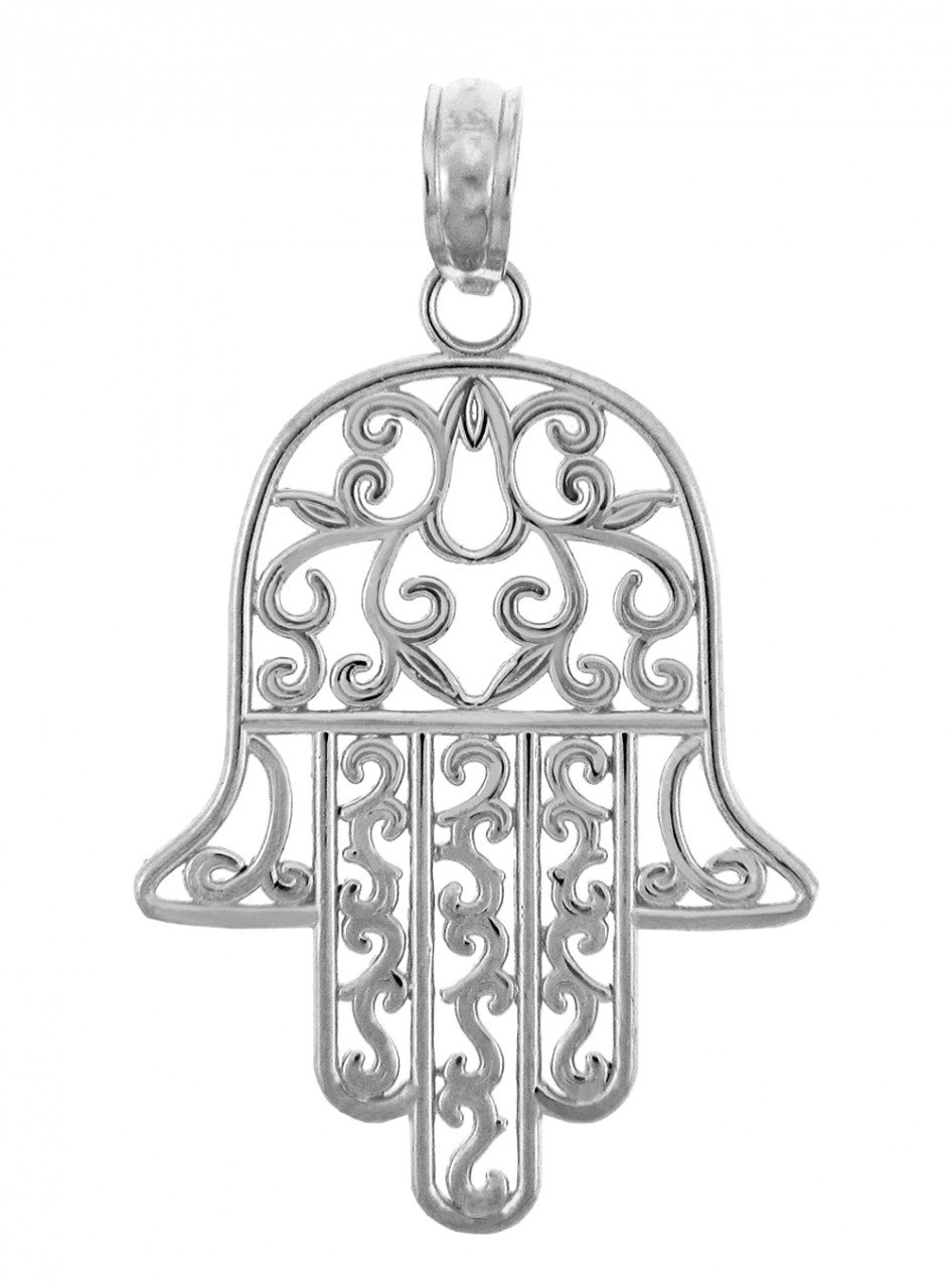 925 Sterling Silver Jewish Hamesh Hand Filigree Charm Hamsa Pendant