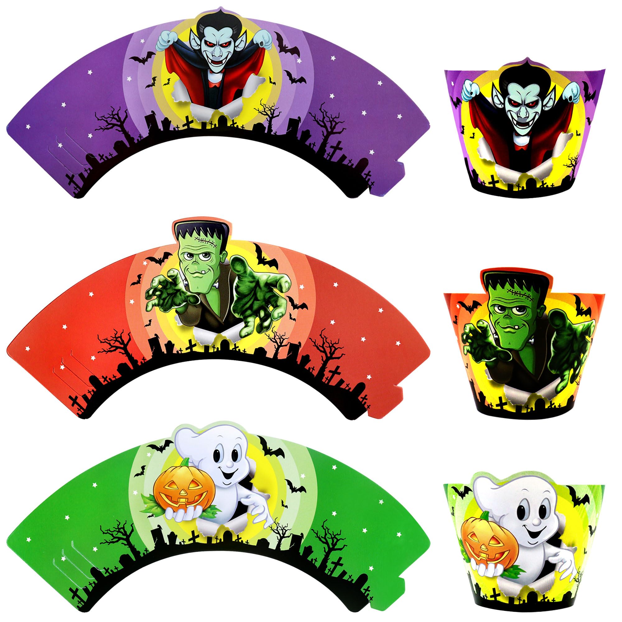 80 Pcs Halloween Cupcake Toppers Cupcake Liners Pumpkin 40 Pcs Cupcake Wrapper and 40 Pcs Cupcake Toppers muffin Case Trays for Halloween, Birthday, Decoration Party Supply (bite me)