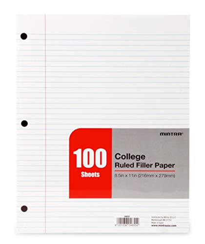Mintra Office Filler Paper (College Ruled, 600 Sheets (6pks of 100))