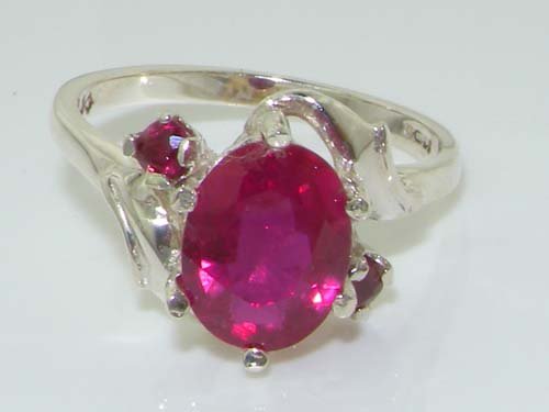 925 Sterling Silver Natural Ruby Womens Trilogy Ring - Sizes 4 to 12 Available