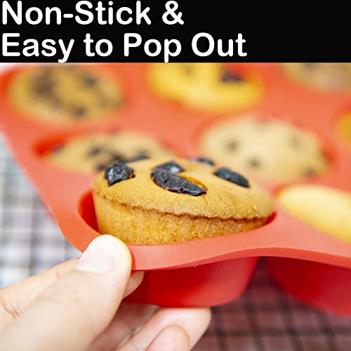 Anxbbo Silicone Muffin Pan Set - Mini 24 Cups and Regular 12 Cups Muffin Tin, Non-Stick Bakeware Silicone Molds for Muffins, Cupcakes, Bread, Tart and Desserts