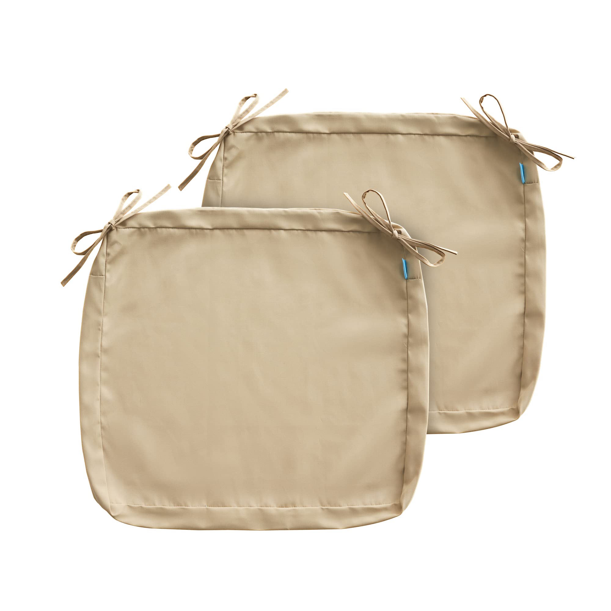 ARTPLAN Patio Chair Seat Cushion Slipercover(Cover-only No Insert) Outdoor Patio Cushion Covers Set with Tie,Zipper Colsure,Floral 20"X22"X4"(2 Pack),Light Brown