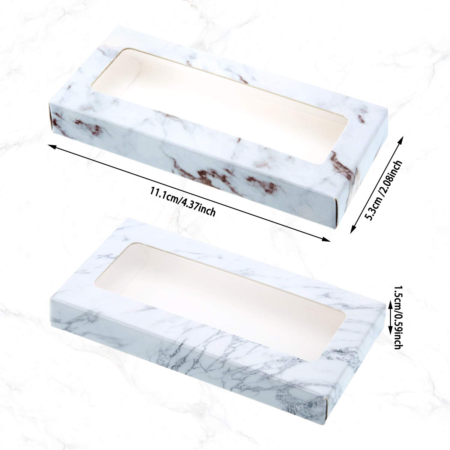 80 Pieces Empty Eyelashes Packaging Paper False Eyelash Storage Box Marble False Eyelash Cases without Trays for Women (Classic Patterns)