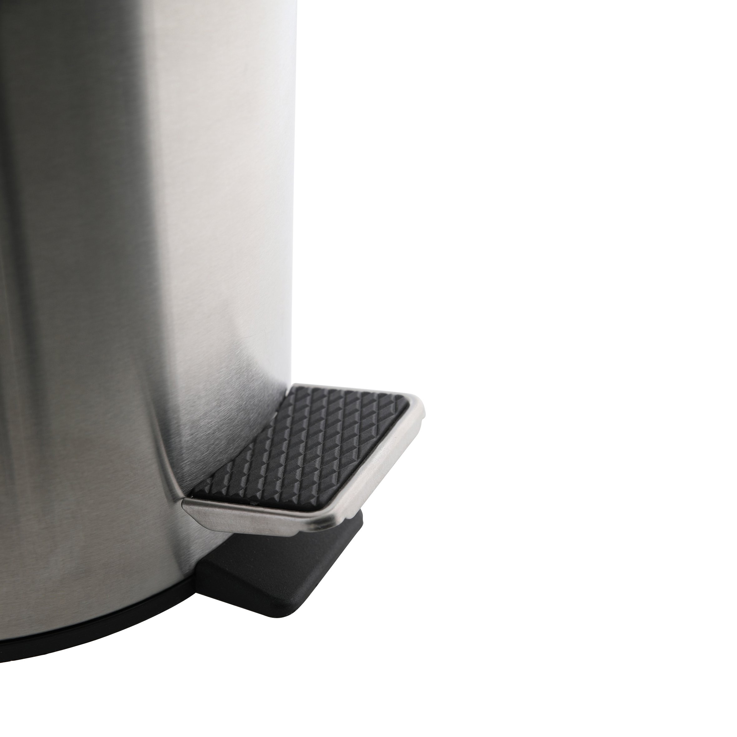 Axentia Cosmetic Bin Stainless Steel Matte Brushed & Rustproof Pedal Bin 3 L Cosmetic Rubbish Bin with Lid Rubbish Bin with Pedal Bin for Bathroom & Toilet, Silver/Black, 17 x 17 x 25 cm