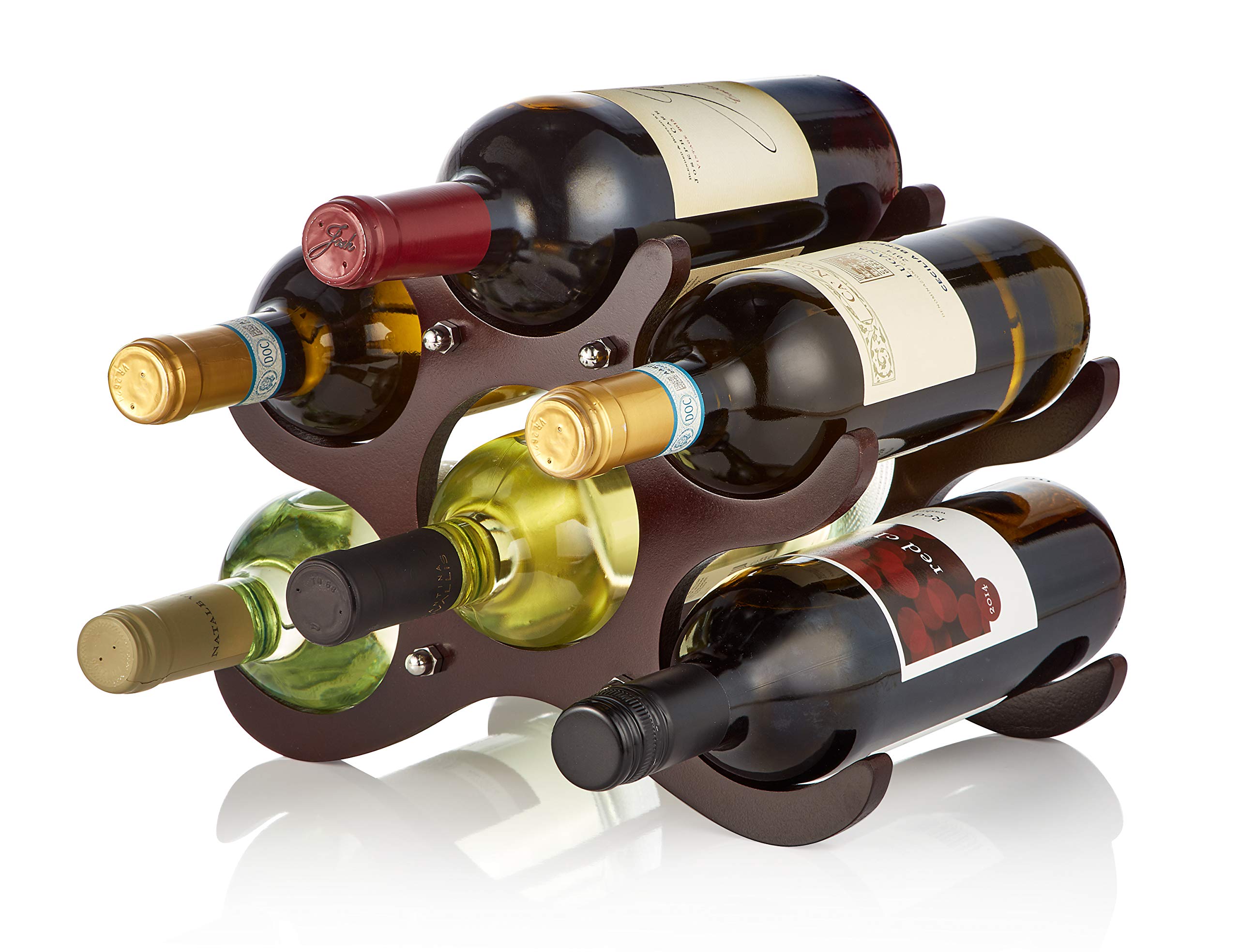 AdirHome Wooden Wine Rack - 6 Bottle (Cherry)