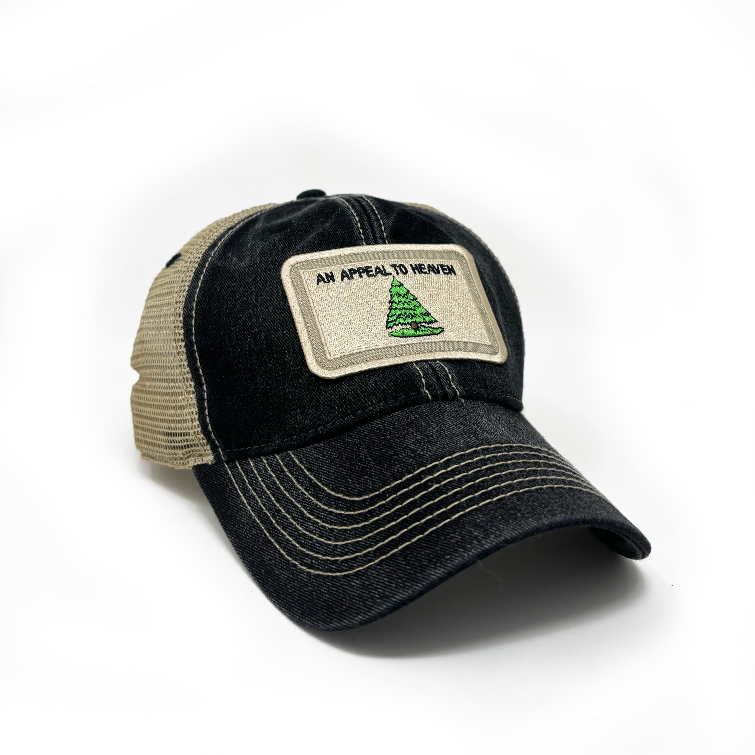 an Appeal to Heaven Flag Patch Trucker Hat, Black