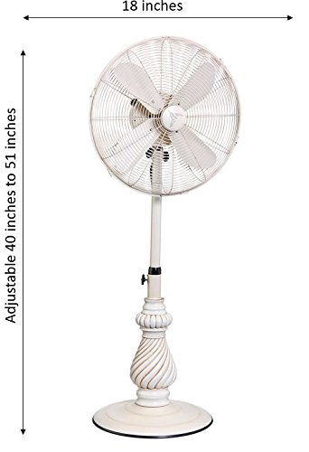 DecoBREEZE Pedestal Standing Fan, 3-Speed Oscillating Fan with Adjustable Height, Providence, Antique Fan, 18 Inches