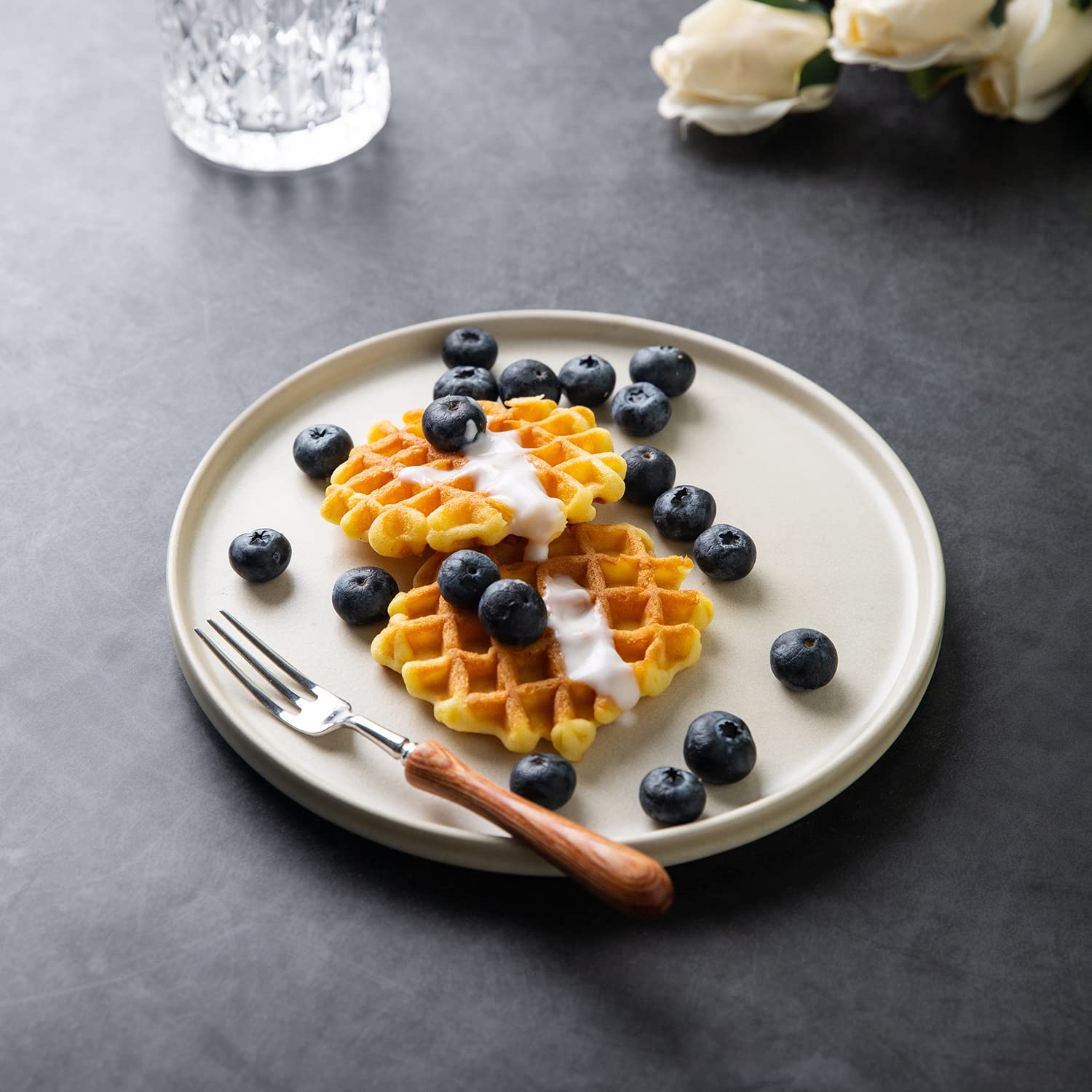 AmorArc Ceramic Dinnerware set, Service for 6 (12pcs), Stoneware Plates and Bowls Set,Highly Chip and Crack Resistant | Dishwasher & Microwave Safe, Matte-Ivory RusticStyle