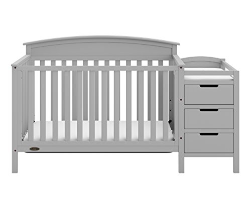 Graco Benton 5-in-1 Convertible Crib and Changer (Pebble Gray) β Crib and Changing Table Combo, Includes Water-Resistant Changing Pad, 3 Drawers, Converts to Toddler Bed, Daybed and Full-Size Bed
