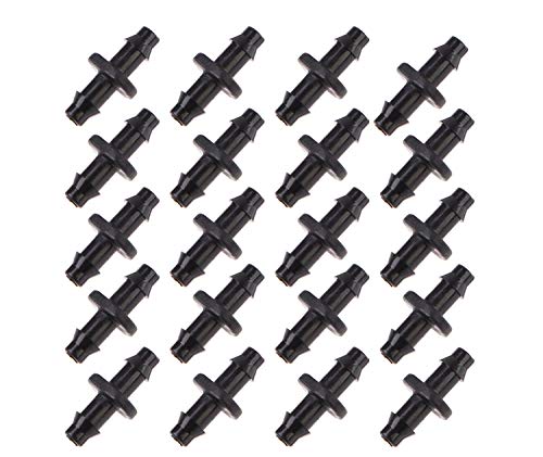 UCLEVER 100PCs Drip Irrigation Barbed Connetor Coupling Fittings for 4mm/7mm Tube Drip Irrigation Watering System