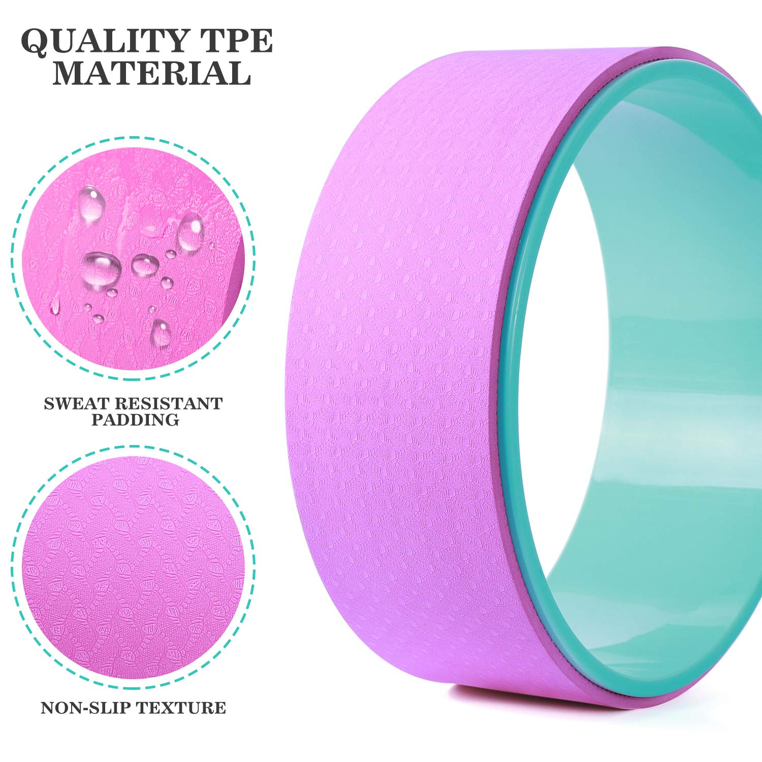 ADKINC Yoga Wheel Set 3 Pack, ABS Yoga Wheel for Stretching, TPE Non-Slip Yoga Wheel Back Wheel for Ain Relief Back Pain and Improving Backbends Flexibility Training
