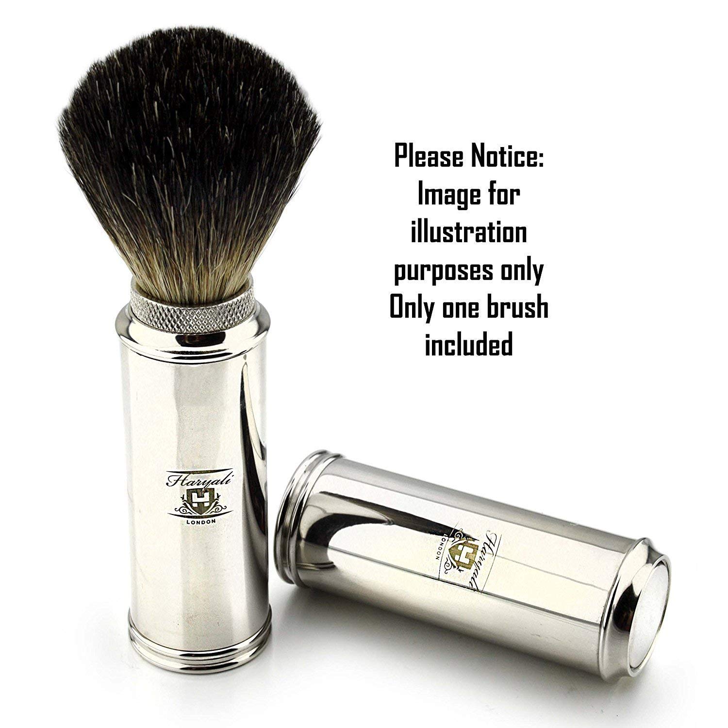 JAG Shaving brush Badger Hair Travel Shaving Brush in Nickel Plated Handle