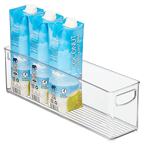 mDesign Plastic Kitchen Organizer - Storage Holder Bin with Handles for Pantry, Cupboard, Cabinet, Fridge/Freezer, Shelves, and Counter - Holds Canned Food, Snacks - Ligne Collection - 8 Pack - Clear