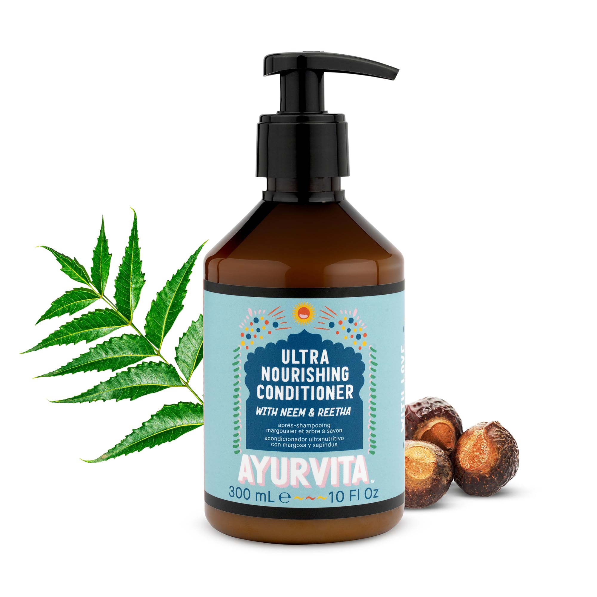 AyurVita Conditioner β Natural Nourishing Dandruff Conditioner β Hair Care with Neem & Reetha β Ayurvedic Daily Hydrating Conditioner - Moisturizing Cleansing Conditioner βFor Women & Men - 10 fl oz