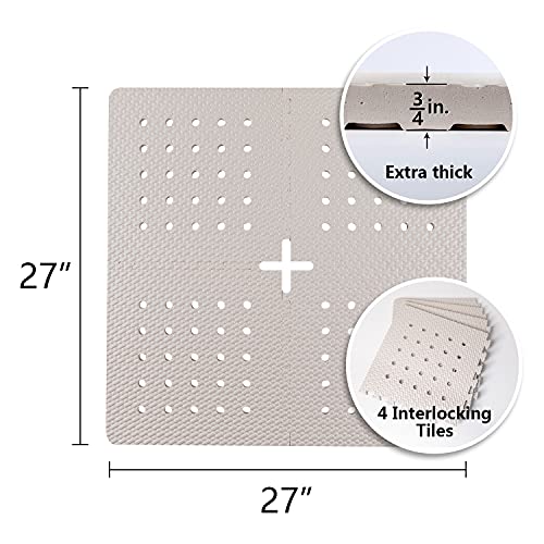 BOWERBIRD Original Anti-Fatigue Shower Stall Mat - Extra Thick and Soft Foam Material Comfortably Cushions Your Feet - Square - 4 Interlocking Tiles