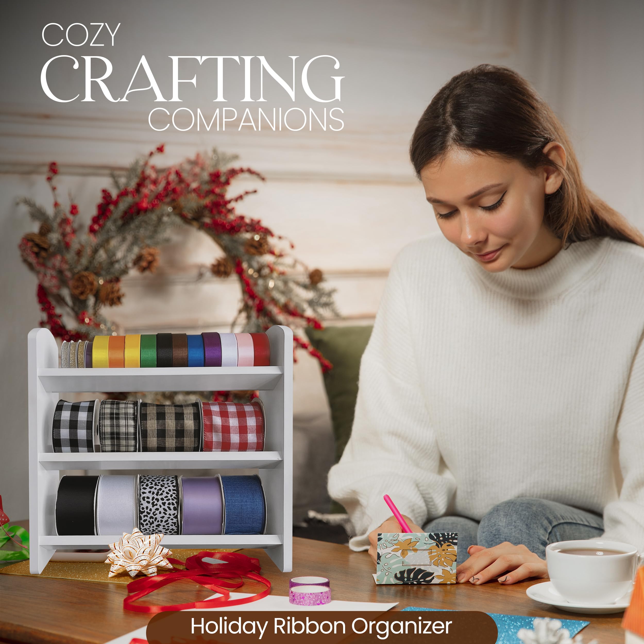RELODECOR Ribbon Holder for Ribbon Organizer Rack, Easy to Use Ribbon Dispenser, and Ribbon Spool Holder for Craft Enthusiasts