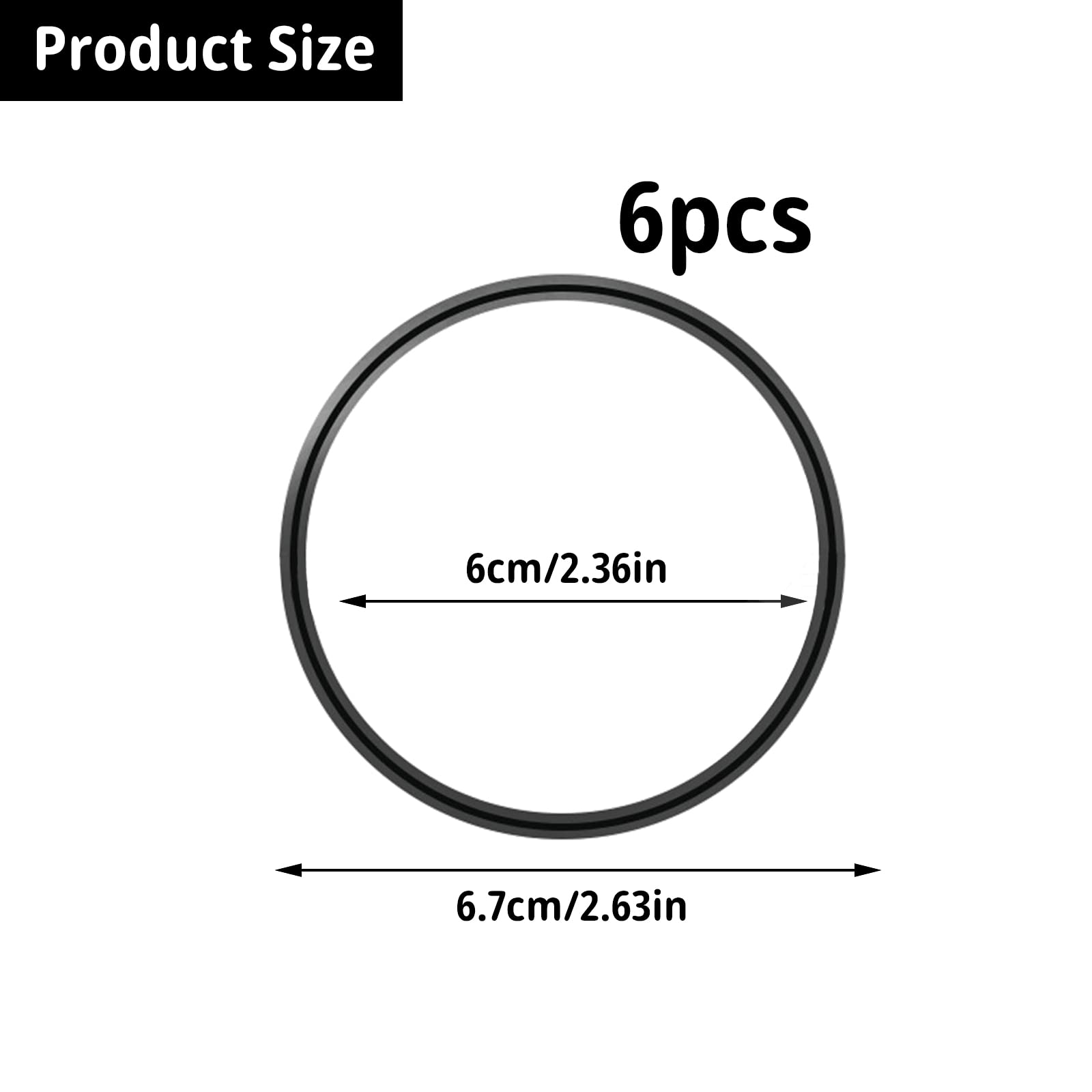 6Pcs Rubber Seal Lid Gaskets Replacement Compatible with 16 & 20 oz Contigo Snapseal Byron Travel Mugs Ring Leak-Proof Seal Lid Gasket Replacement Part(Black)