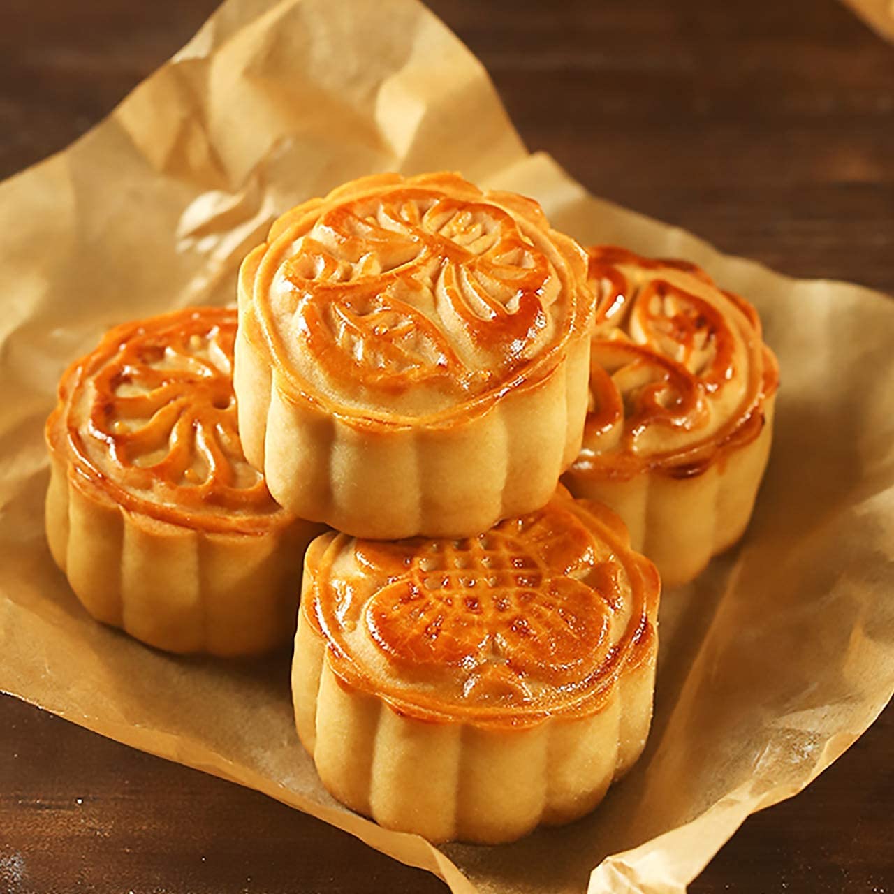 AIKEFOO Chinese Traditional Mid-Autumn Mooncake Mold,Biscuit Stamping Machine,18 pcs 100g/125g Different Round And Square Flower Pattern For 2 Sets.