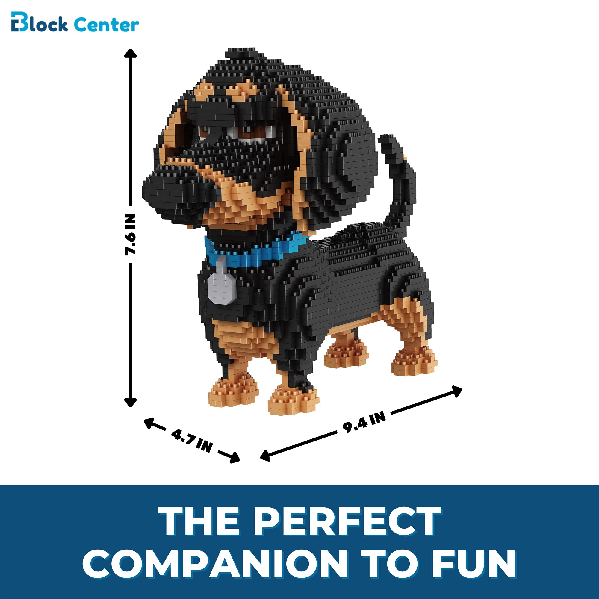 BLOCK CENTER Dachshund Dog 2024 Edition 3D Puzzle 2100 Pieces Building Blocks Set - Mini Block Gift Kit for Kids and Adults (Dachshund)