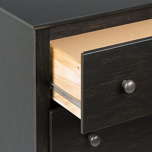 Prepac Sonoma 6-Drawer Double Dresser for Bedroom, 16" D x 59" W x 29" H, Washed Black
