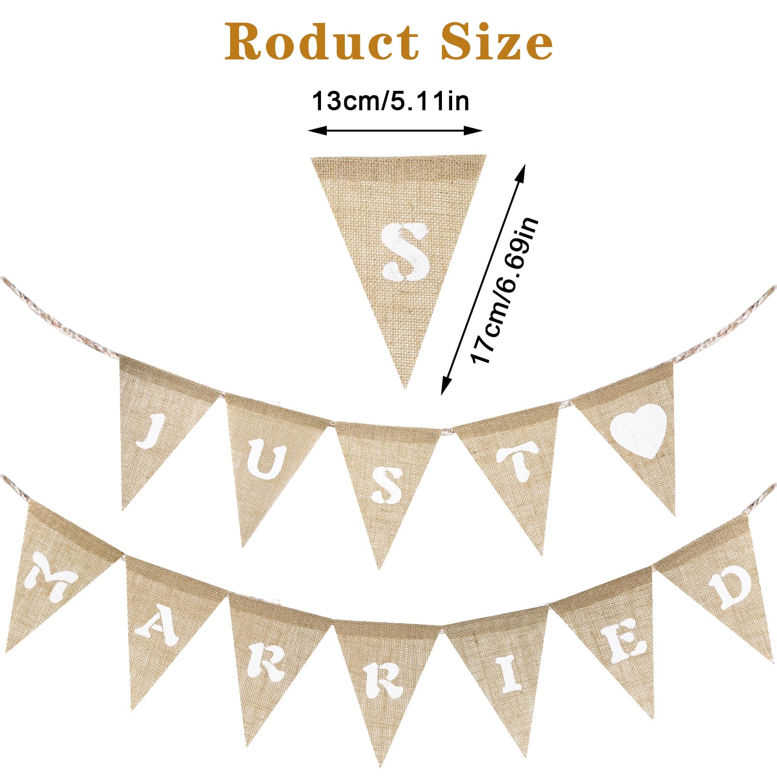 Andibro Just Married Burlap Banner, Wedding Bunting Banner Rustic Burlap Sign Decoration for Bridal Shower Engagement Wedding Party Photo Props