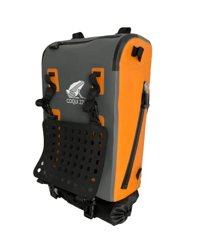 AMPHIPAK Waterproof Backpack: 22L Heavy Duty Zipper Closure with Easy Access Compartments and Cushioned Padded Back Panel (Orange)
