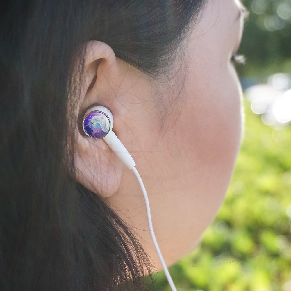 GRAPHICS & MORE Majestic Unicorn Pink Purple Blue Novelty in-Ear Earbud Headphones