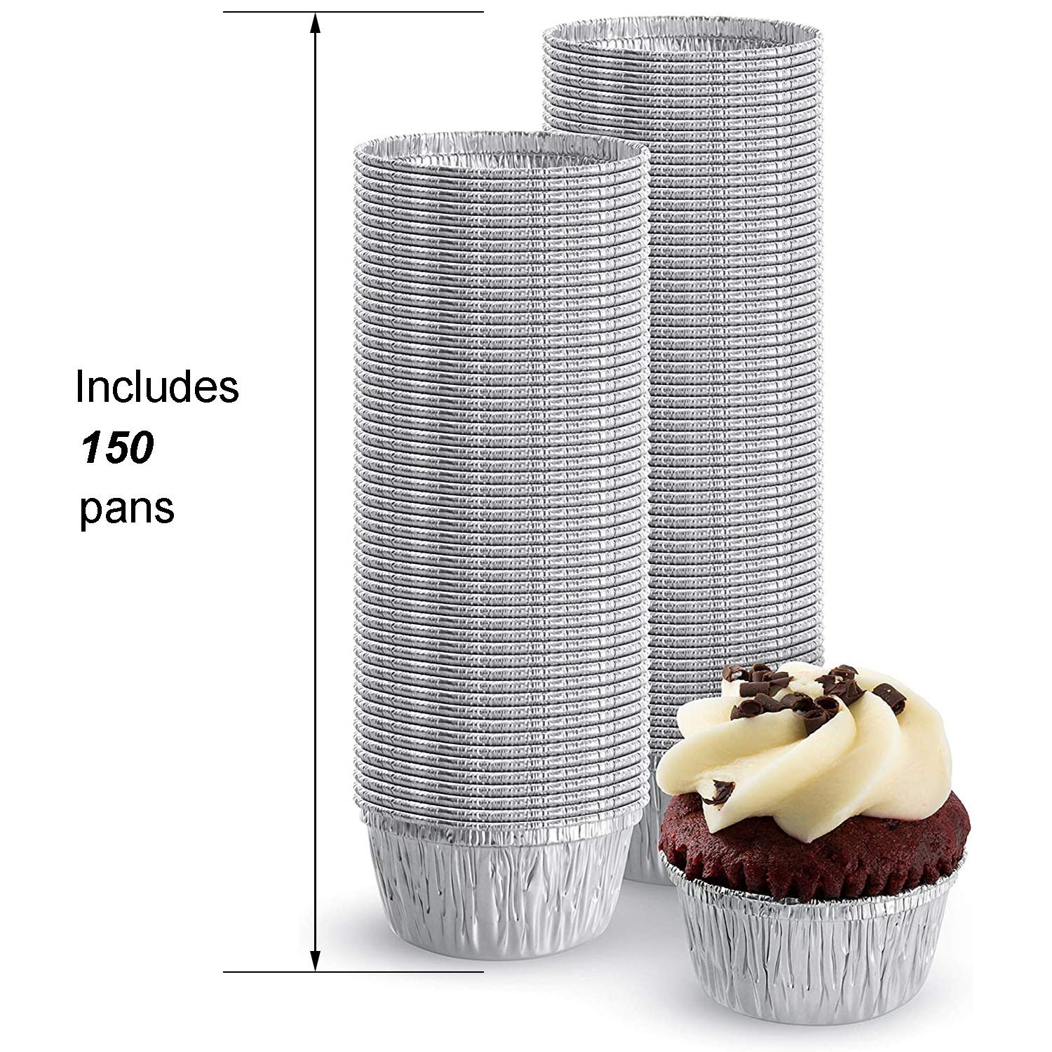Aluminum Foil Ramekins - 150 Pack 4 oz Disposable Ramekin Aluminum Cupcake liners, Foil Baking Cups Muffin Liners Baking Cups Foil Cups Pans for Tart, Souffle, Appetizer