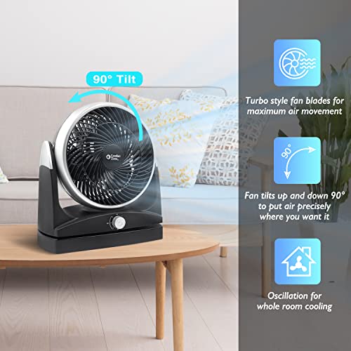 Comfort Zone CZHV81TBK 8" 3-Speed High-Velocity, Oscillating Desk Fan, 180-Degree Adjustable Tilt, Black