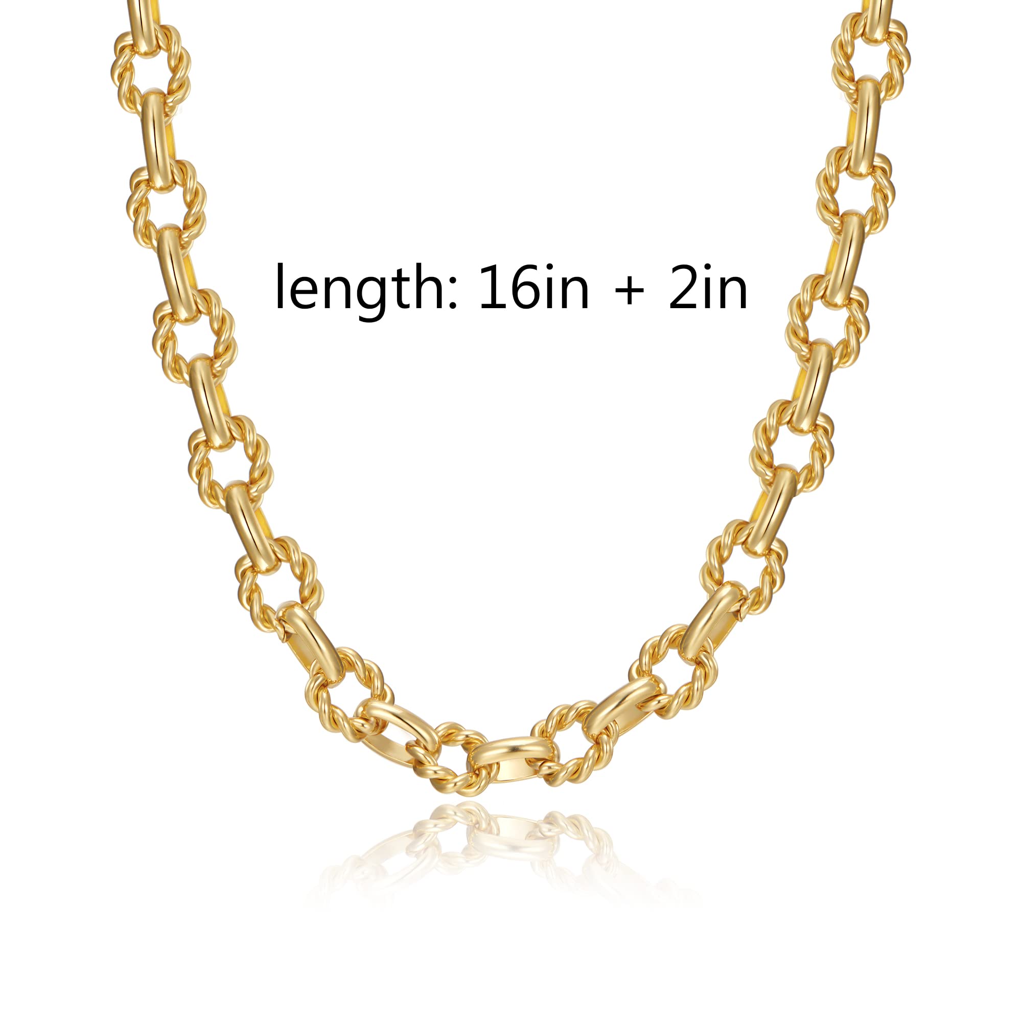ACC PLANET Statement 14k Gold Plated 4mm Thick Oval Chain Link Choker Toggle Necklaces Chunky Gold Jewelry for Women Gift