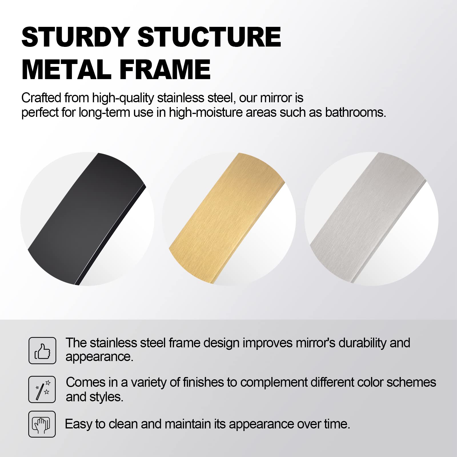 ANDY STAR Black Oval Mirrors for Bathroom, Large 24x40’’ Matte Black Metal Framed Oblong Wall Mirror, Modern Black Vanity Mirror in Stainless Steel Frame Wall Mount Horizontal or Vertical