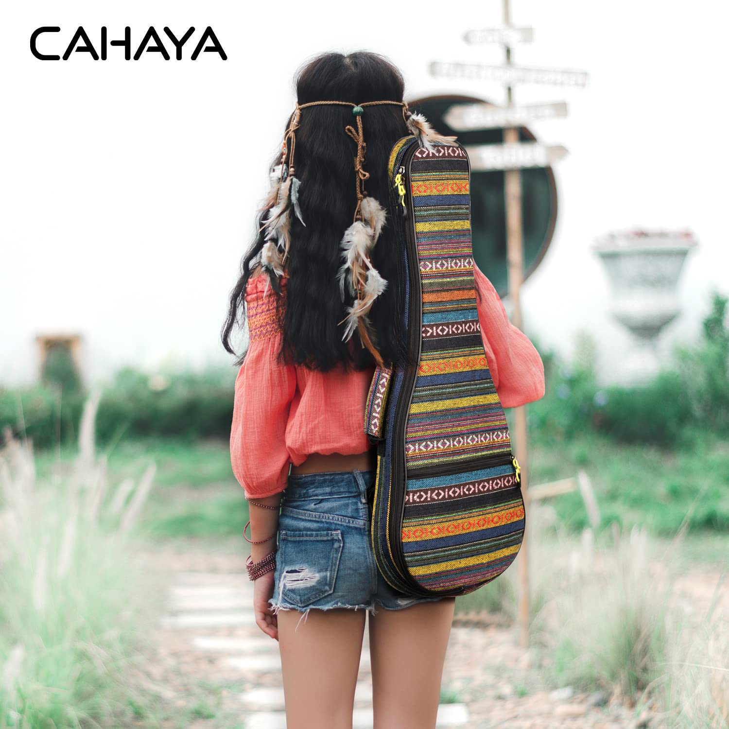 CAHAYA Ukulele Bag Soprano Ukulele Case 21 Inch Soft 0.35 Inch Thick Padded with Adjustable Straps