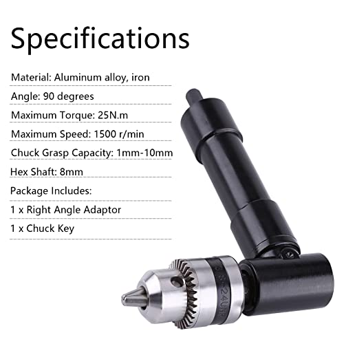 Aluminum Head Right Angle Bend Extension Chuck 90 Degree Drill Attachment Adapter 8mm Hex Shank Power Electric Drill Tool