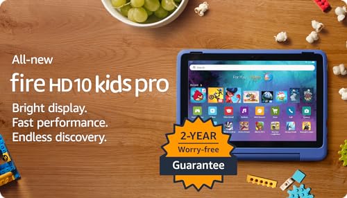 Amazon Fire HD 10 Kids Pro tablet- 2023, ages 6-12 | Bright 10.1" HD screen | Slim case for older kids, ad-free content, parental controls, 13-hr battery, 32 GB, Nebula