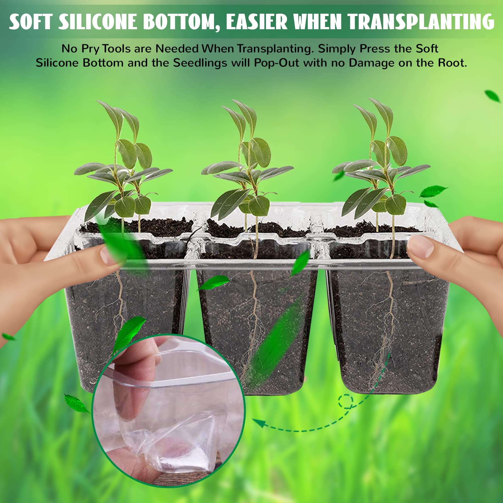 5 Packs Seed Starter Tray Seed Starter Kit with Air Vent Humidity Dome Drain Hole Base (30 Cells Total Tray) Seed Starting Trays Plant Starter Greenhouse Germination Kit for Seeds Growing Starting